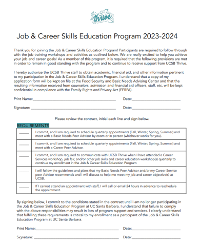 Job & Career Skills Education Program | Basic Needs